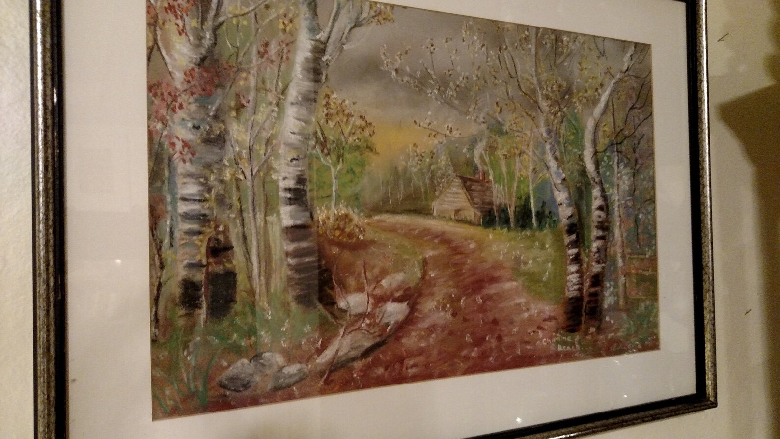 Vintage Pastel Drawing Framed Dated 1940 Wooded Path, Spring - Etsy