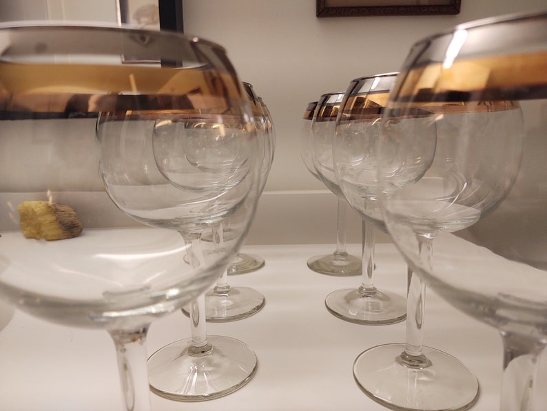 Vintage Set of 8 Double Banded Silver and Gold Red Wine - Etsy