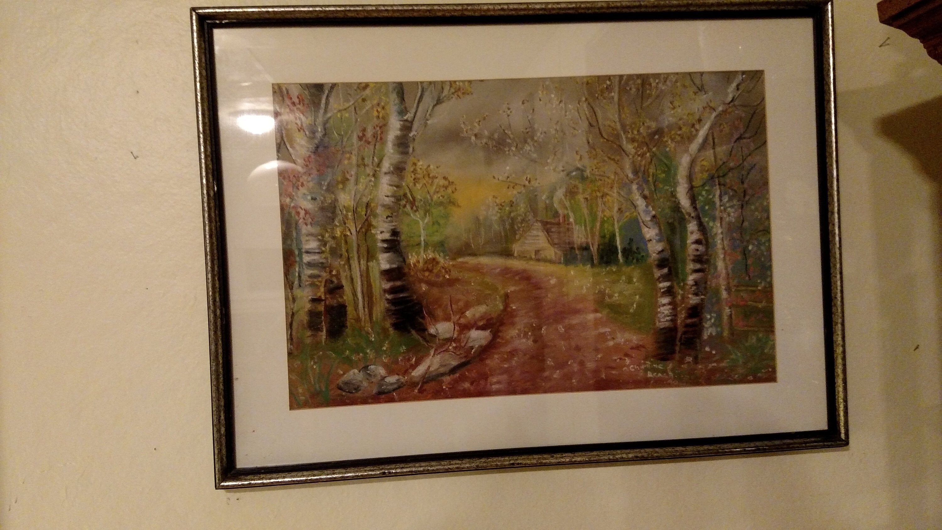 Vintage Pastel Drawing Framed Dated 1940 Wooded Path, Spring - Etsy