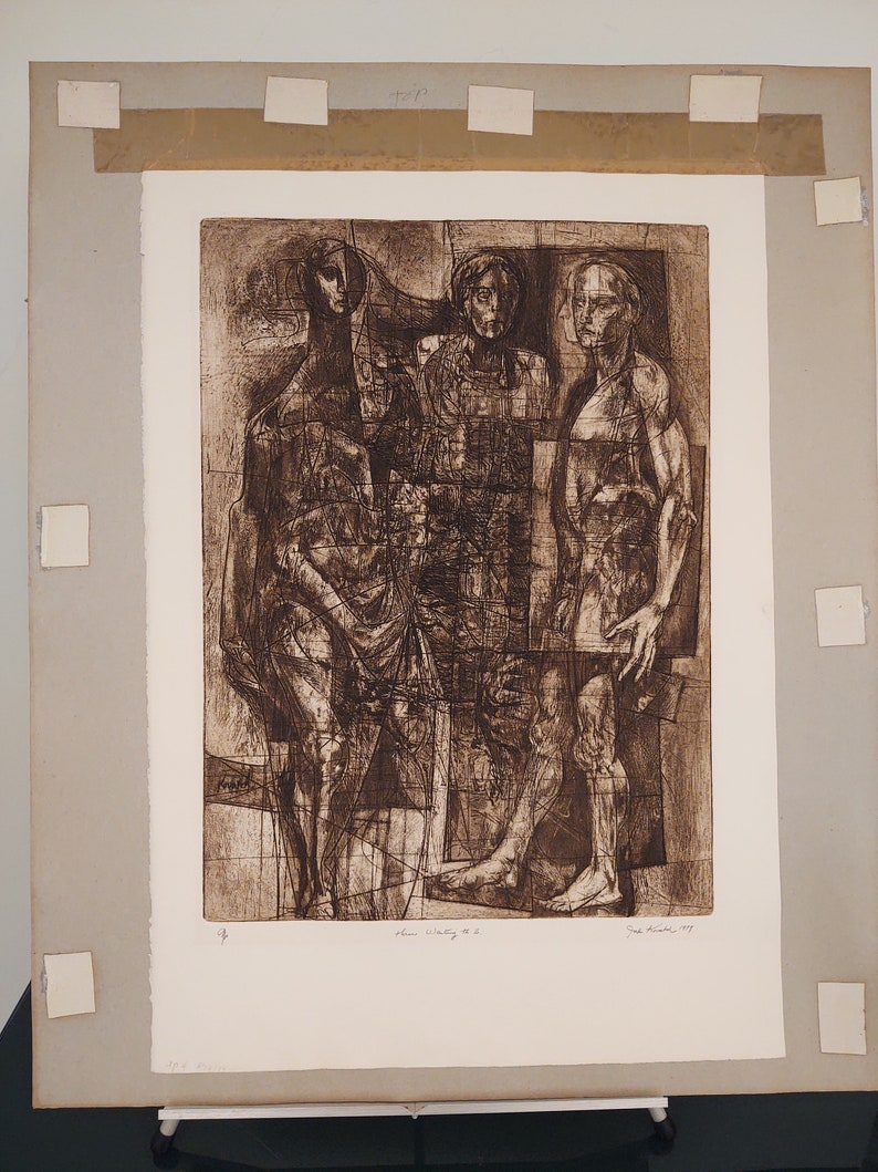 Jack (jak) Kovatch Etching 1979 "three Waiting # 2" Artists Proof ...