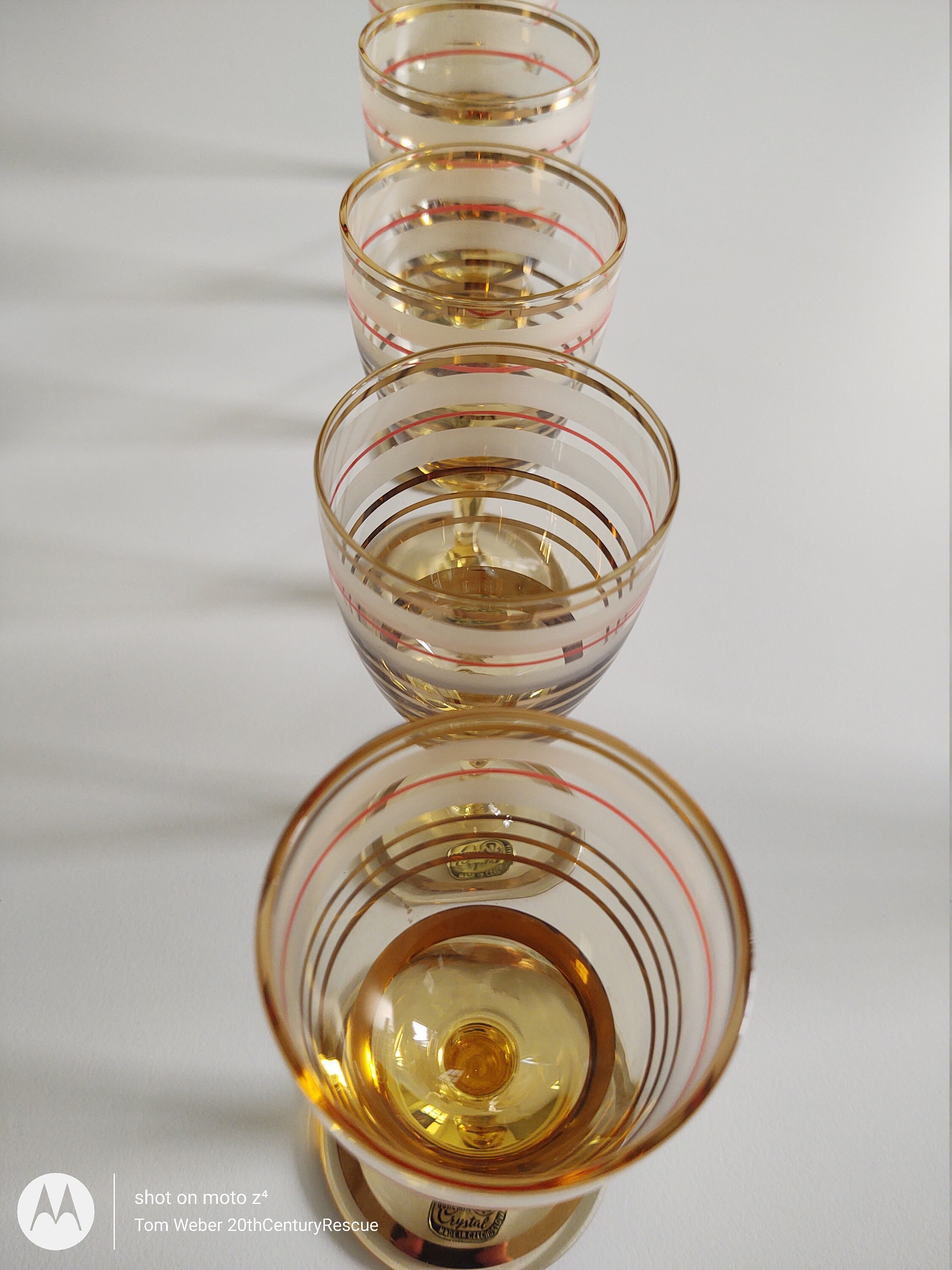 NOS Mid Century Bohemia Crystal Cordials in Amber With Gold - Etsy