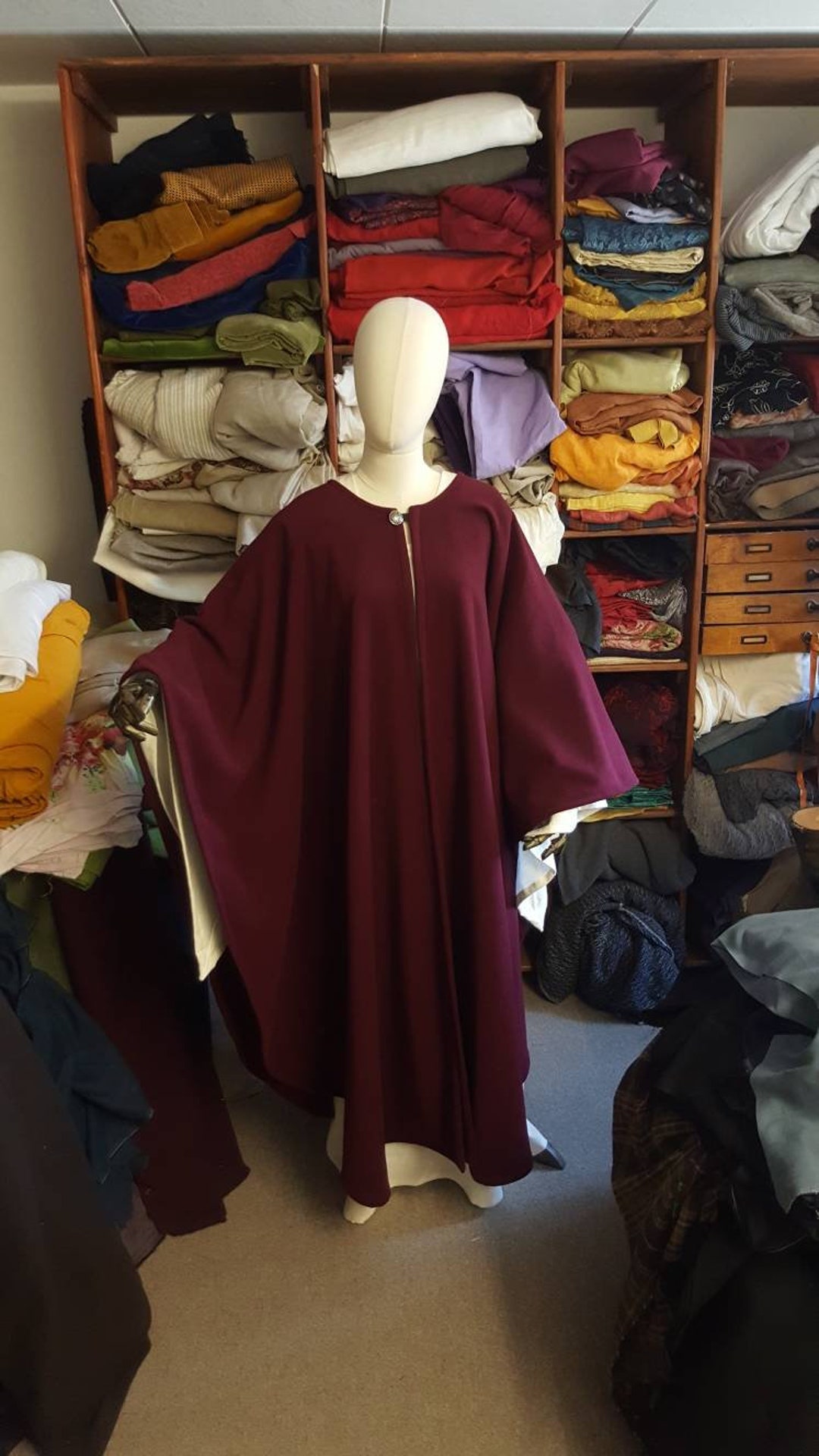 Long Burgundy Red Cloak Without Hood, Medieval Cloak, Fantasy Cloak ...
