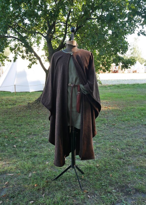 Cape Tweed Brown-black Without Hood Cape Middle Ages Cape - Etsy