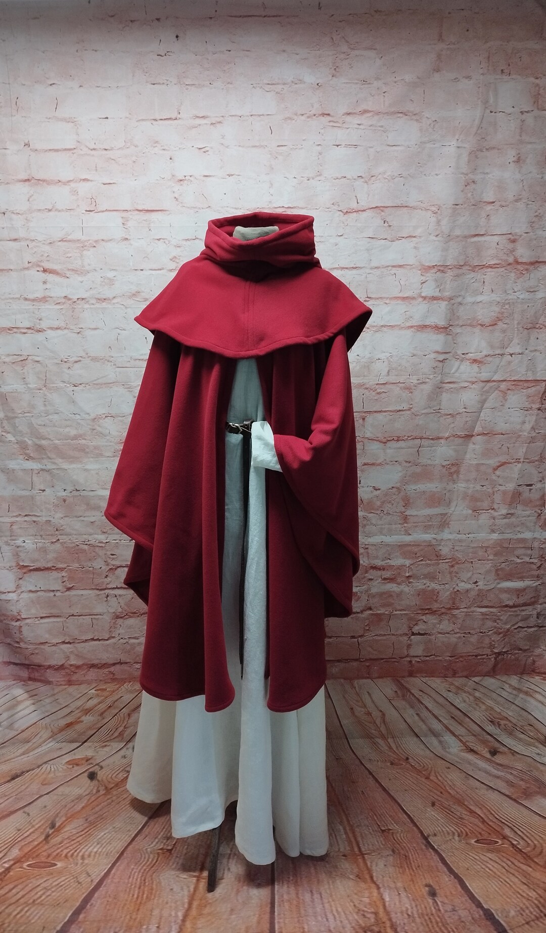 Cloak and Cowl Tweed Red Hood Short Wool Fabric, Cloak Medieval, Cloak ...
