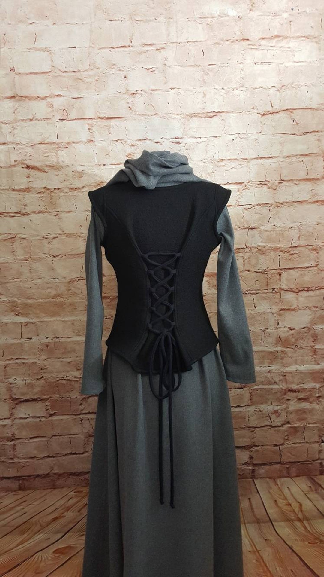 Black Wool Felt Bodice, Medieval Bodice, Winter Fantasy Bodice, LARP ...