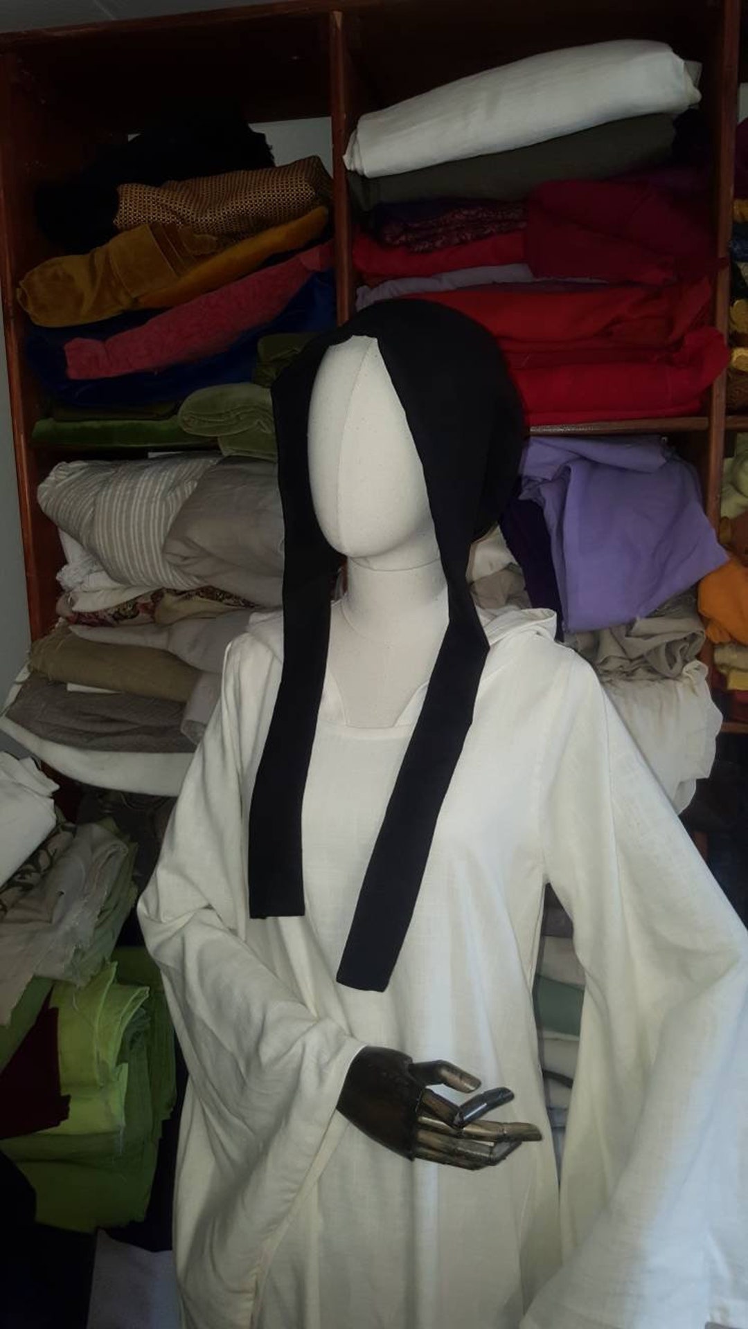 Black Linen Hood to Tie, Medieval Hood, LARP Hood, Fantasy Hood, Hood ...