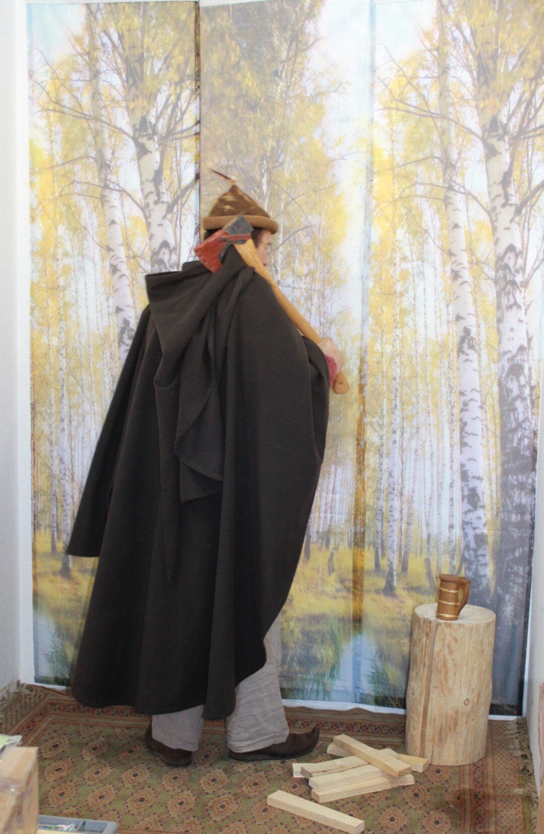 Umhang braun Kapuze, Mittelalter Umhang, Fantasy, Larp, Cape, Hobbit ...
