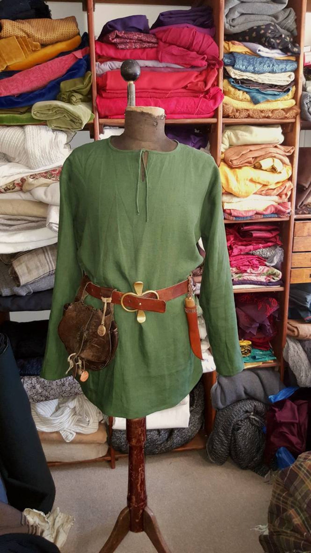 Shirt Tunic Made of Linen Green S-XL, Medieval Shirt Green, Tunic Linen ...