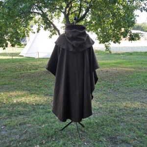Cape and Cowl Tweed Brown-black Hood Short, Medieval Cape, Viking Cape ...