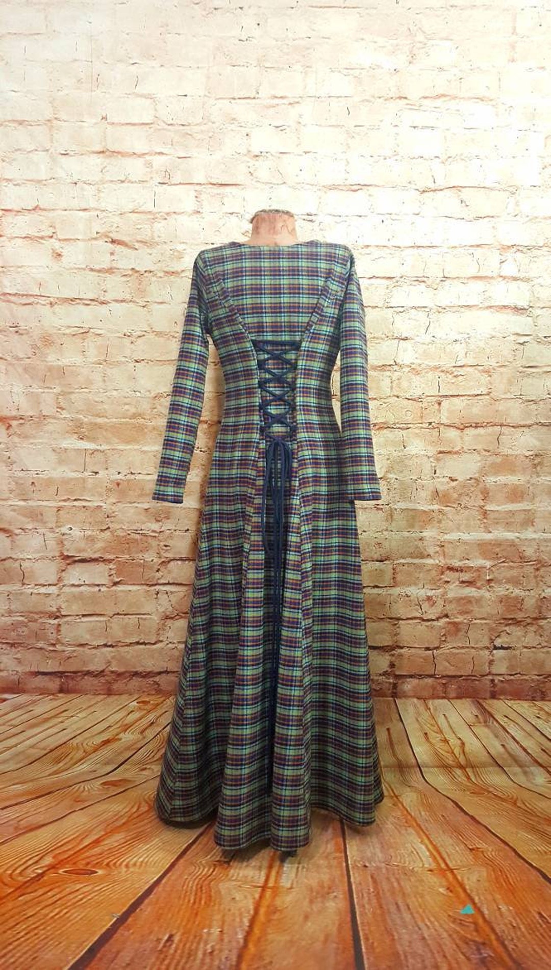 Ready for Dispatch Dress Medieval Check Size M, Wool Dress, Medieval ...
