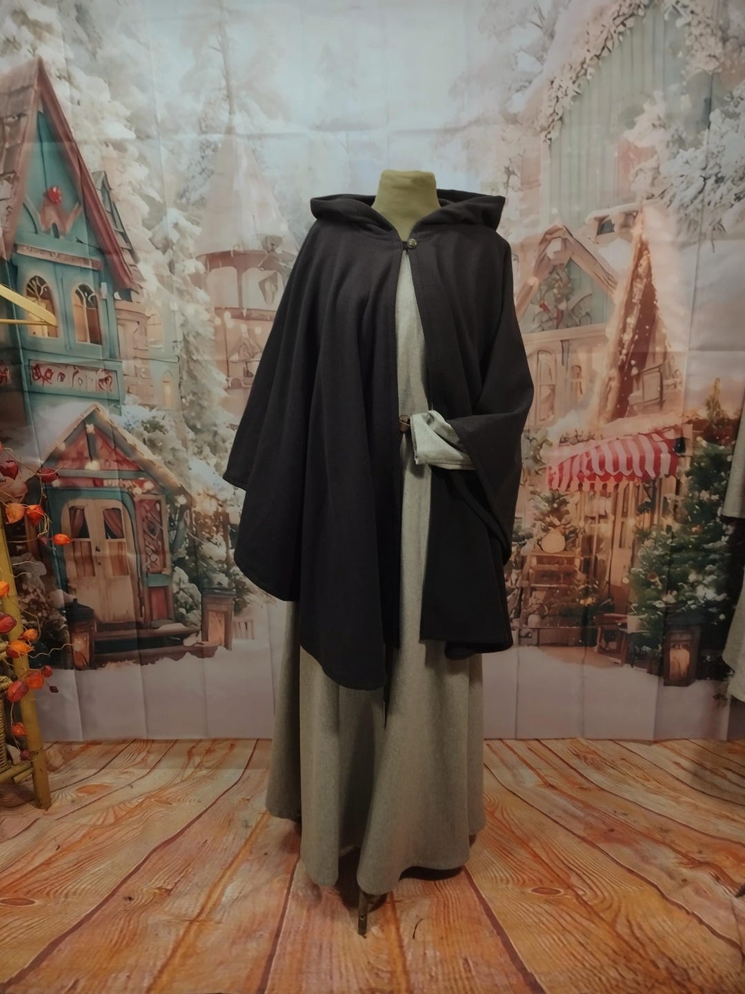 Medieval Brown Cloak With Pointed Hood, Cape, Cloak, LARP, Fantasy ...