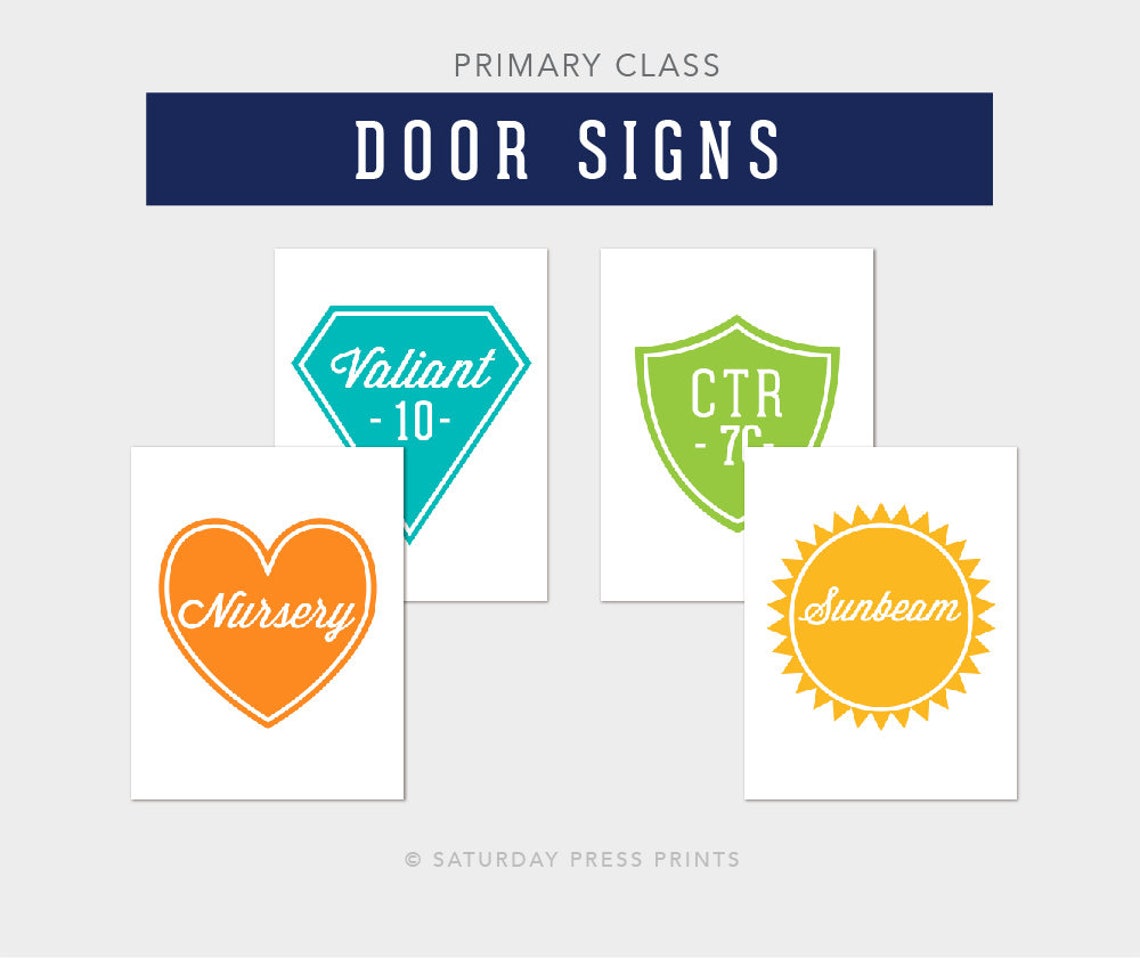LDS Primary Class Room Door Signs, Instant Download, Mirrored Art Also ...