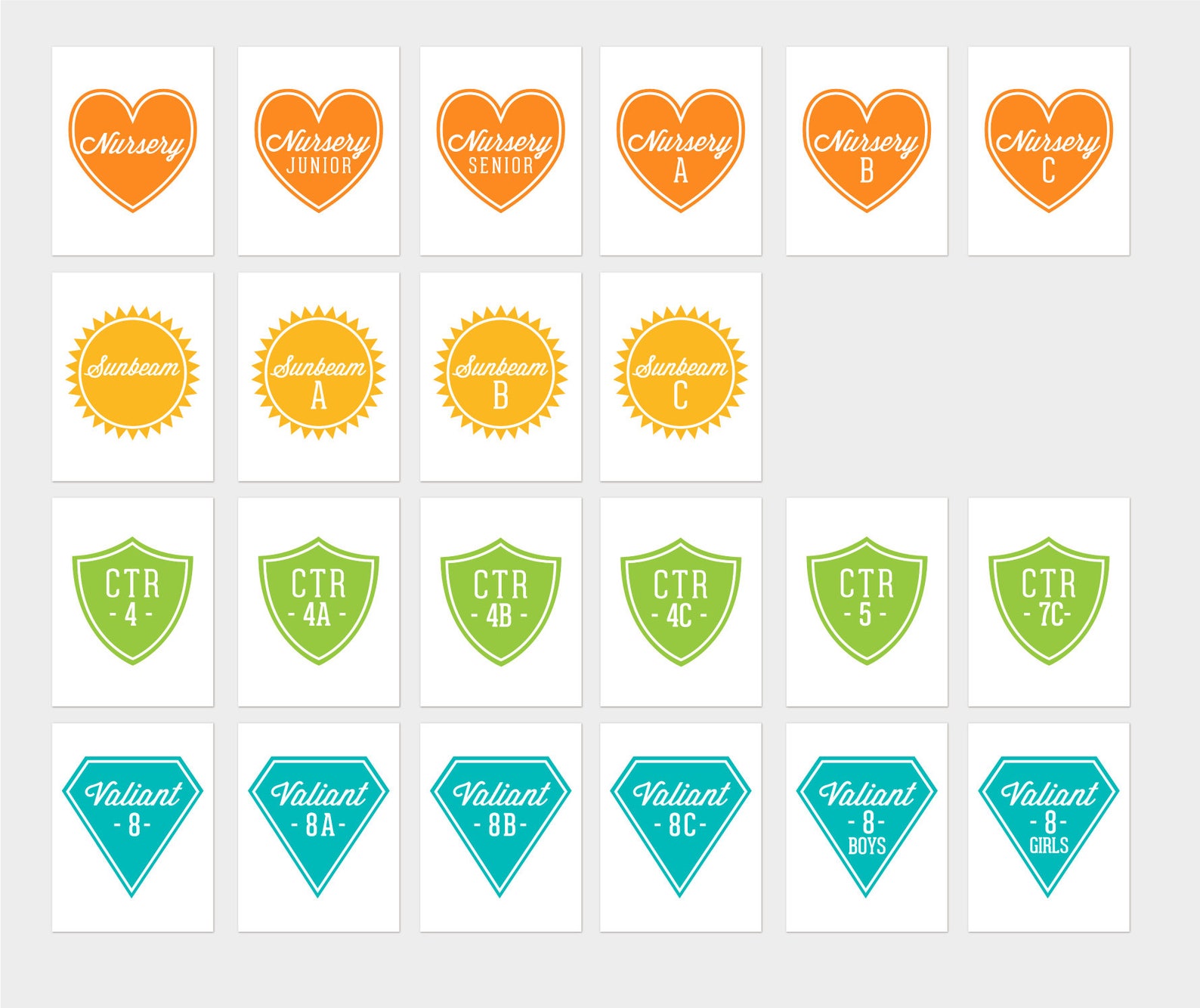 LDS Primary Class Room Door Signs, Instant Download, Mirrored Art Also ...