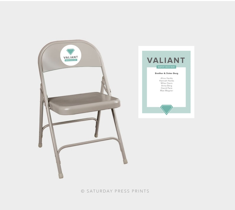 LDS Primary Class Door Signs Chair Signs Sharing Time Assignment Chair ...