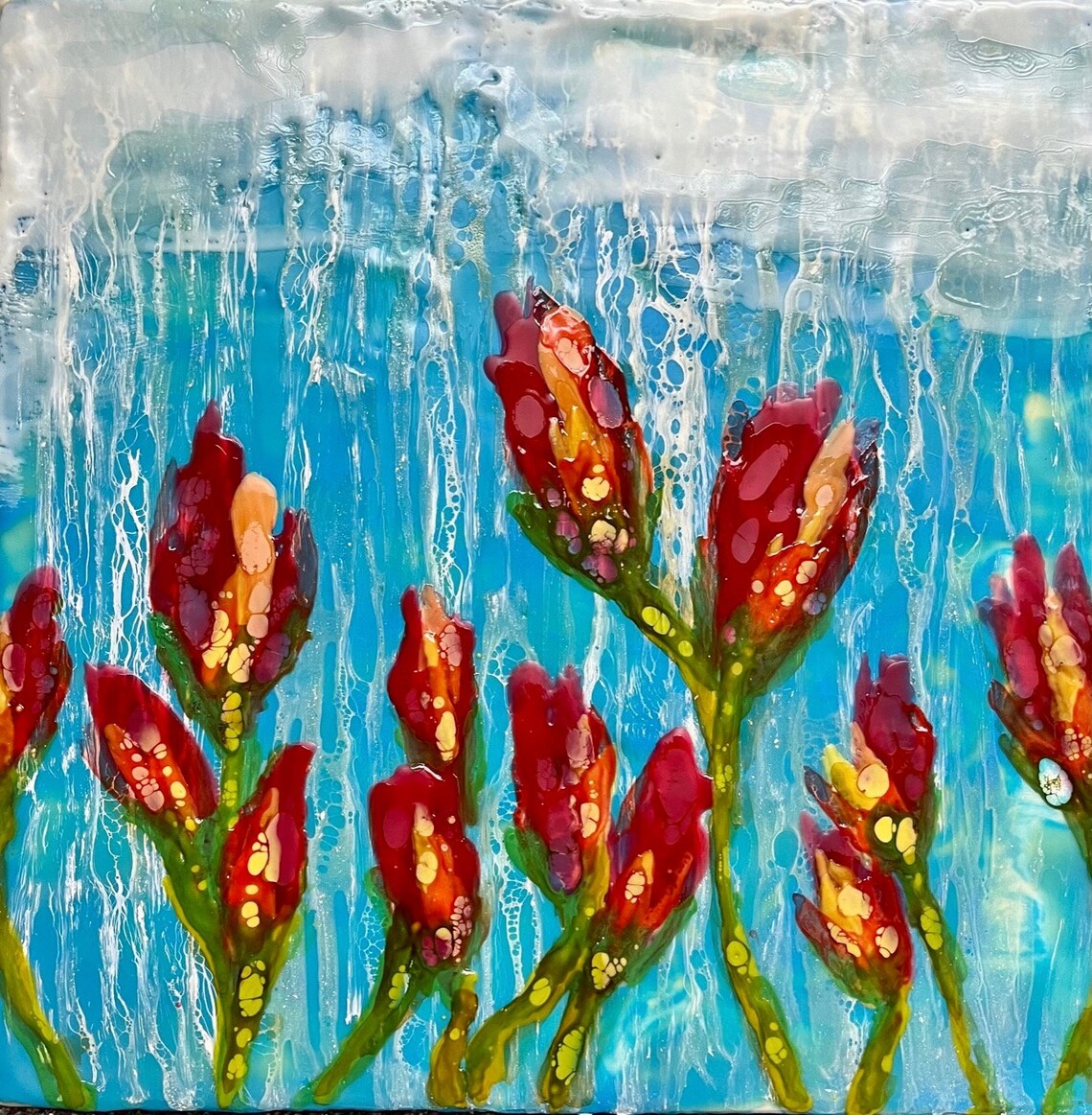 Encaustic FLORAL Botanical Paintings, Beeswax, Original Hot Wax Wall ...