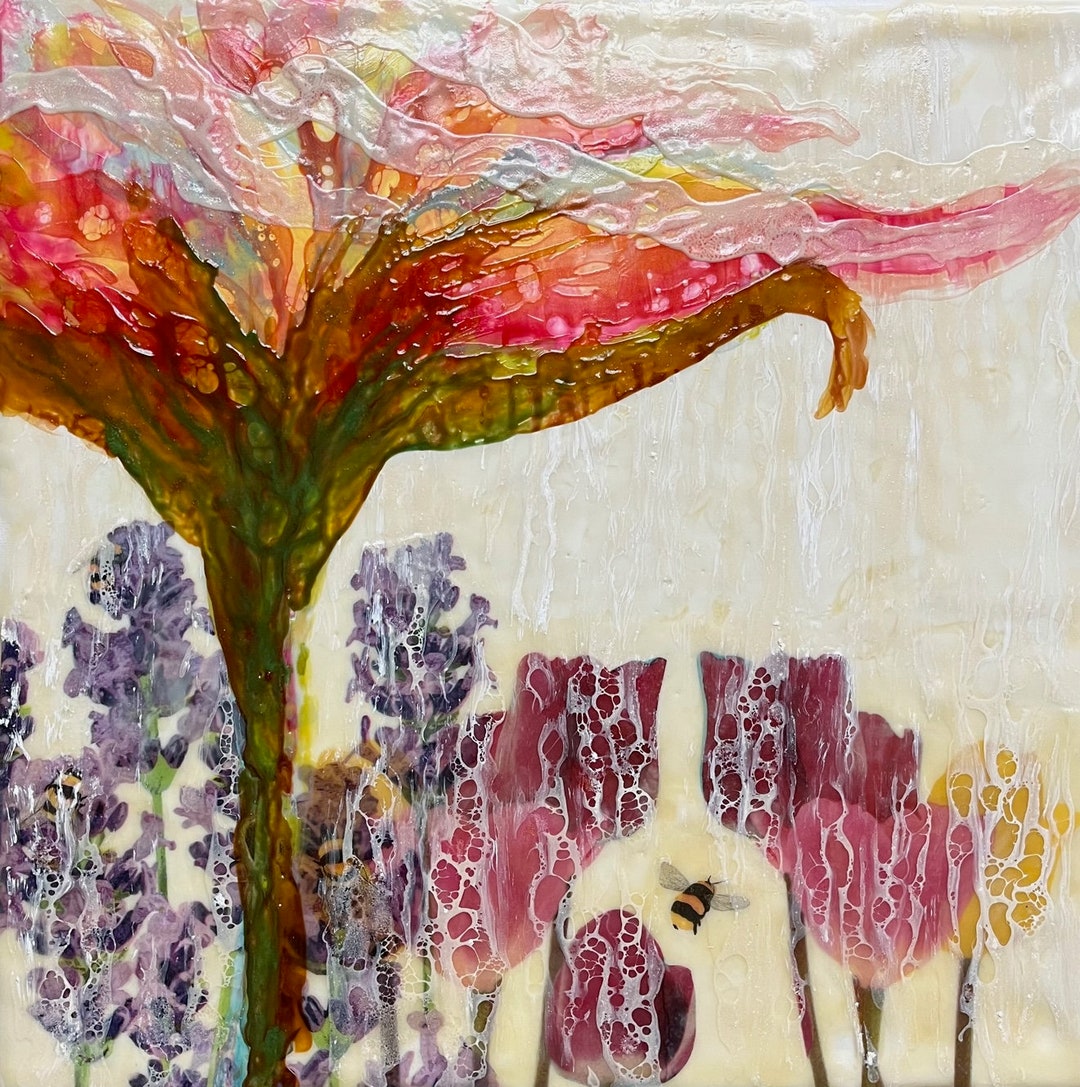 Encaustic FLORAL Botanical Paintings, Beeswax, Original Hot Wax Wall ...