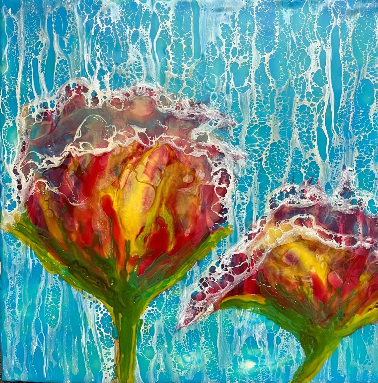 Encaustic FLORAL Botanical Paintings, Beeswax, Original Hot Wax Wall ...