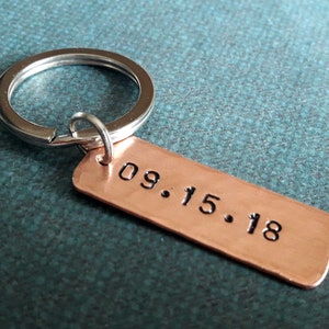 Date Keychain Anniversary Date Gift Engagement Gift Wedding Date Bride ...