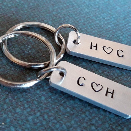 Couples Keychain Set Custom Initials Matching Set of 2 - Etsy