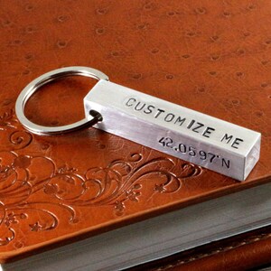 Personalized Keychain for Men Custom Keychain Aluminum Bar | Etsy