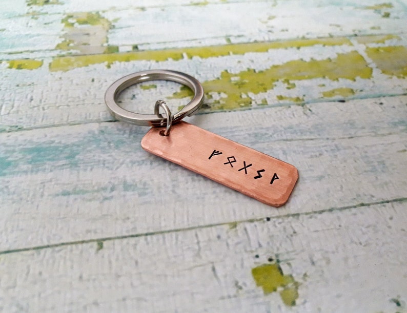 Rustic Copper Viking Runes Keychain Elder Futhark Runes Hand - Etsy