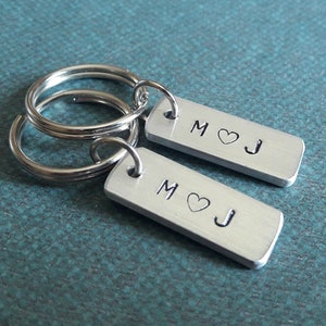 Couples Keychain Set Custom Initials Matching Set of 2 Personalized ...