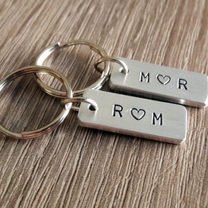 Couples Keychain Set Custom Initials Matching Set of 2 Personalized ...