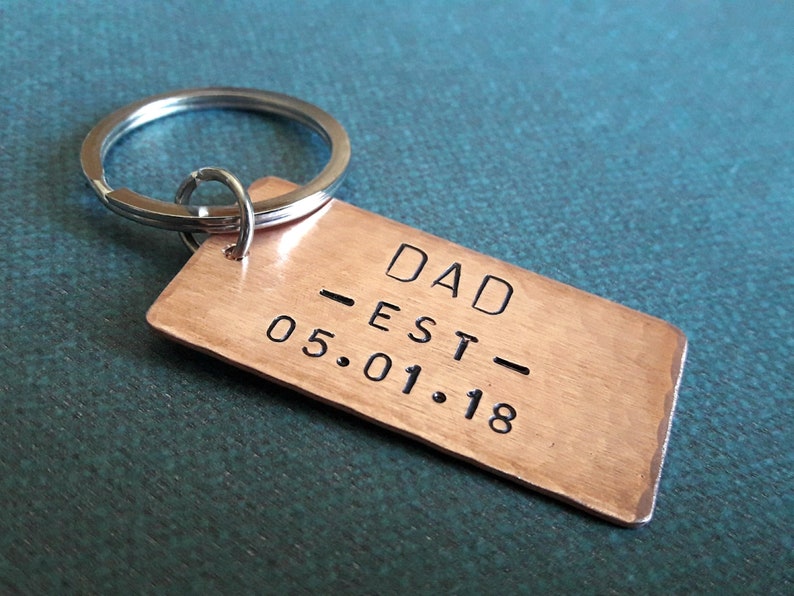 New Dad Gift Dad Keychain First Fathers Day Gift Dad Est - Etsy