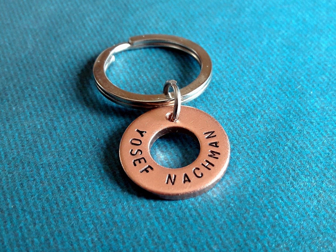 Personalized Copper Washer Keychain: Hand Stamped Name Keyring - Etsy