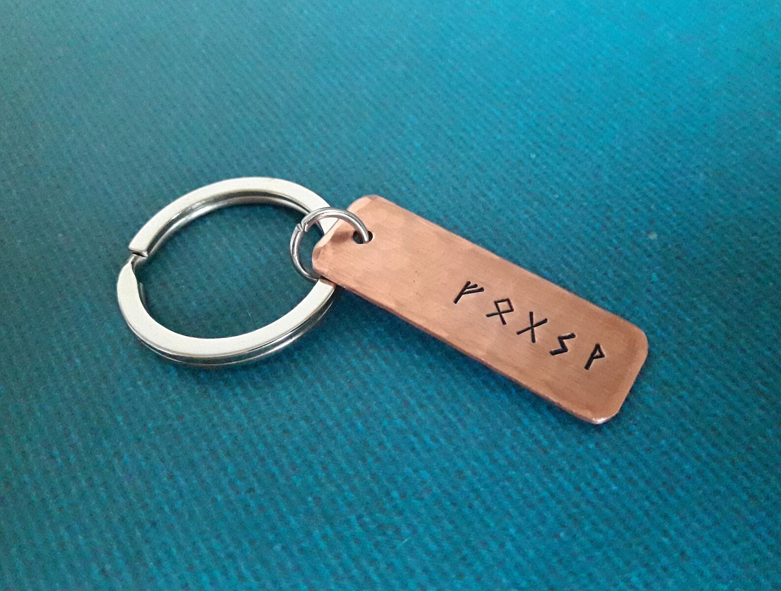 Rustic Copper Viking Runes Keychain Elder Futhark Runes Hand - Etsy