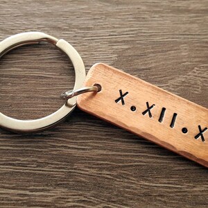 Date Keychain Anniversary Date Gift Engagement Gift Wedding Date Bride ...