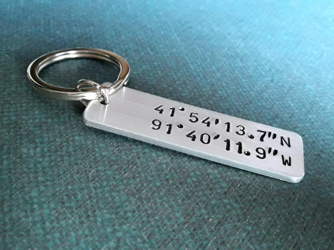 Personalized Coordinates Keychain Custom Home Latitude | Etsy