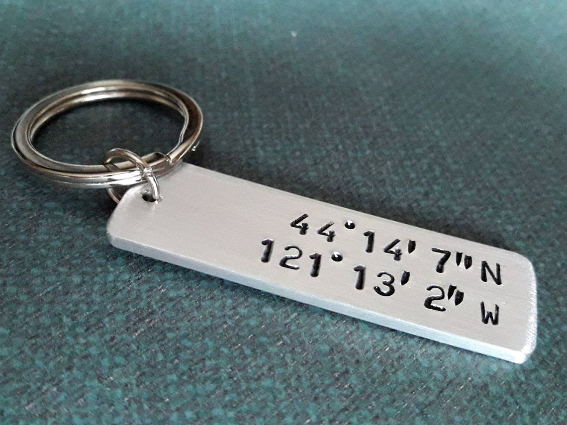 Personalized Coordinates Keychain Custom Home Latitude | Etsy