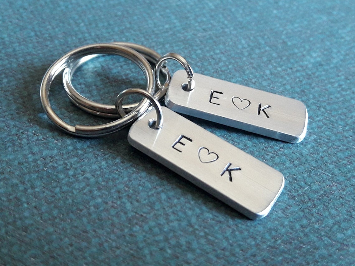 Couples Keychain Set Custom Initials Matching Set of 2 | Etsy