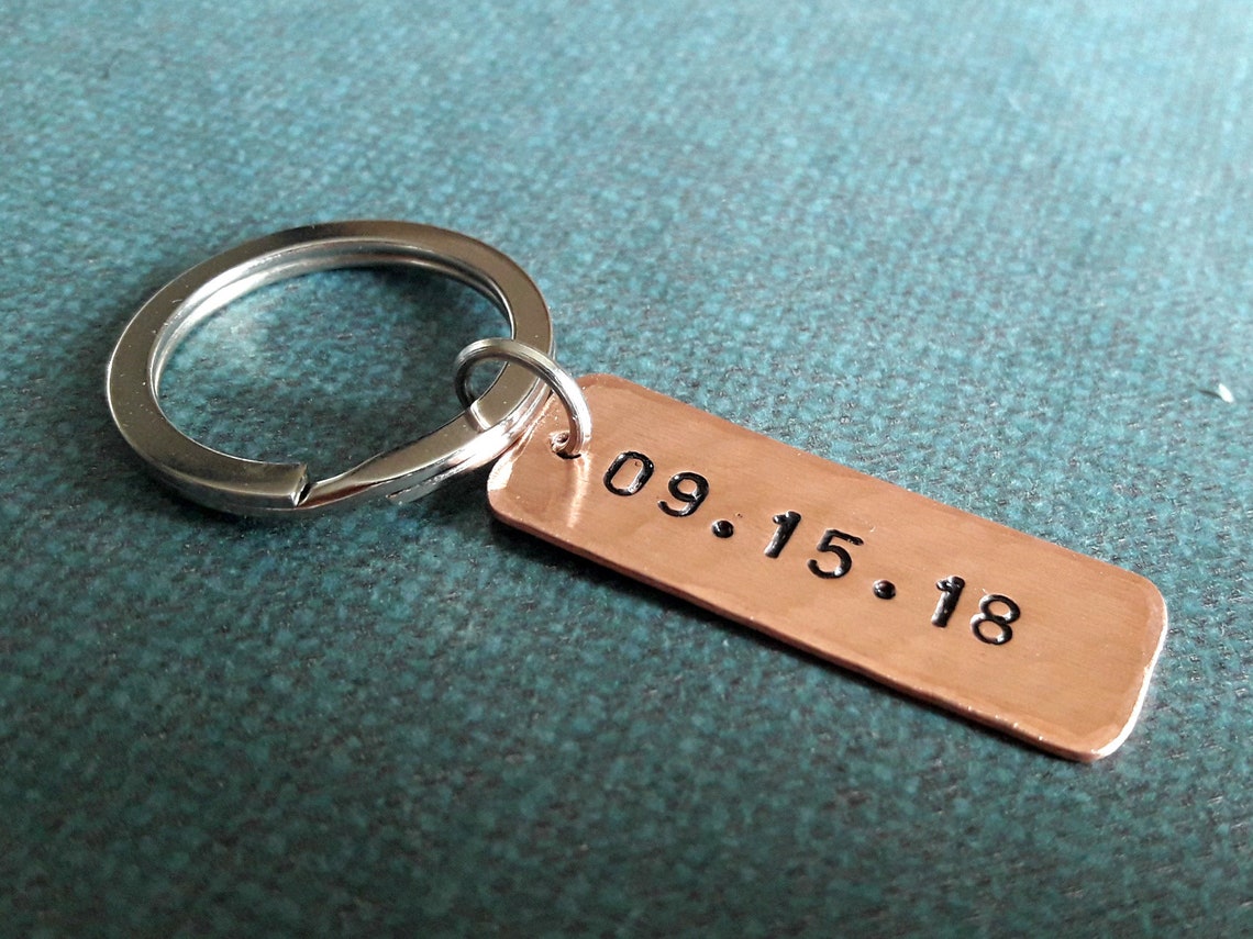 Date Keychain Anniversary Date Gift Engagement Gift Wedding | Etsy