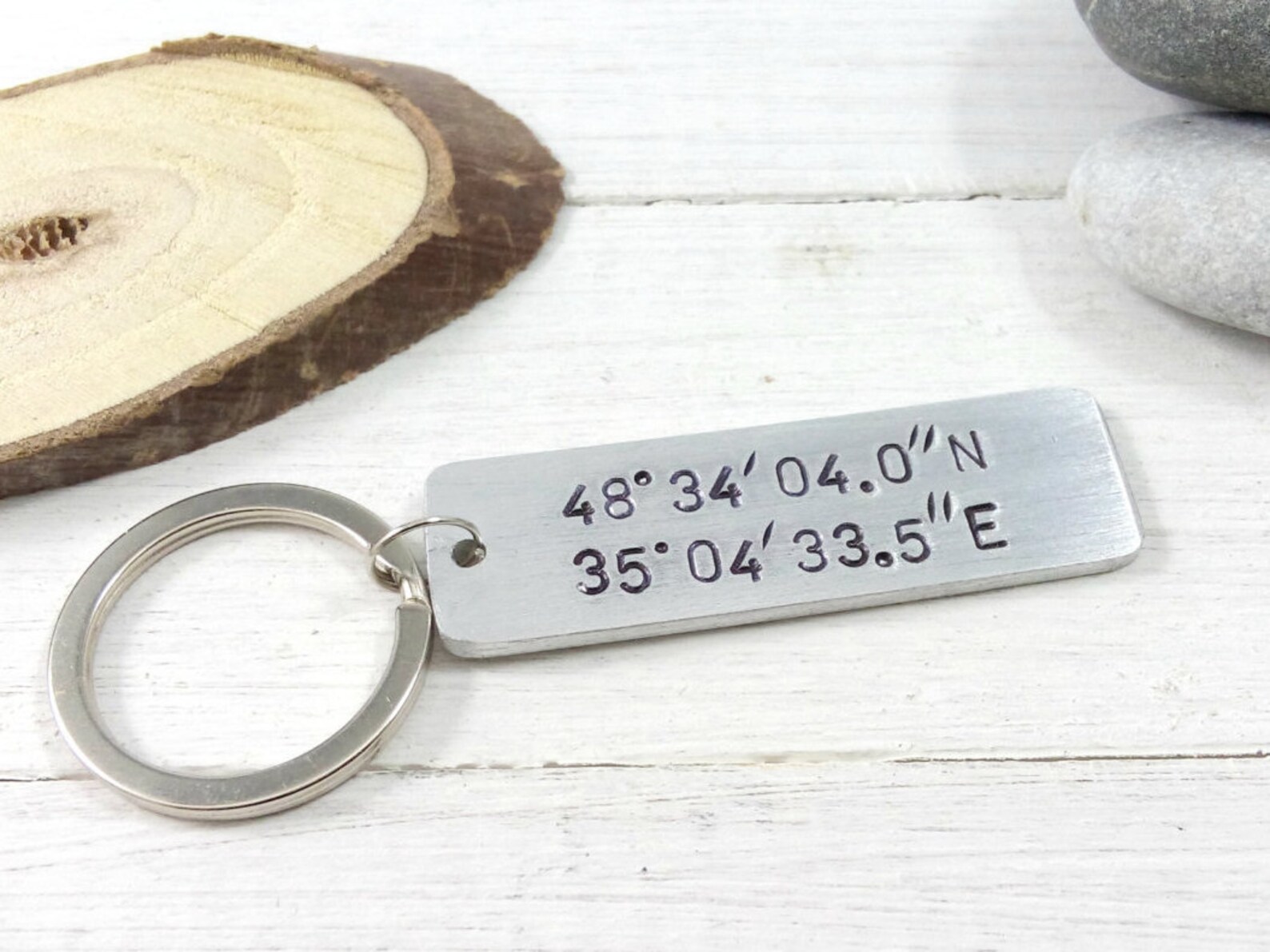 Personalized Coordinates Keychain Custom Home Latitude | Etsy