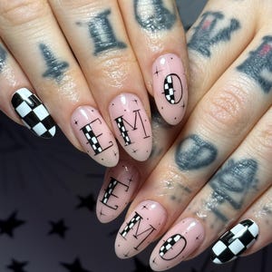 Emo Press on Nails // Alternative Nail Art // Flame Nails // Barbed ...