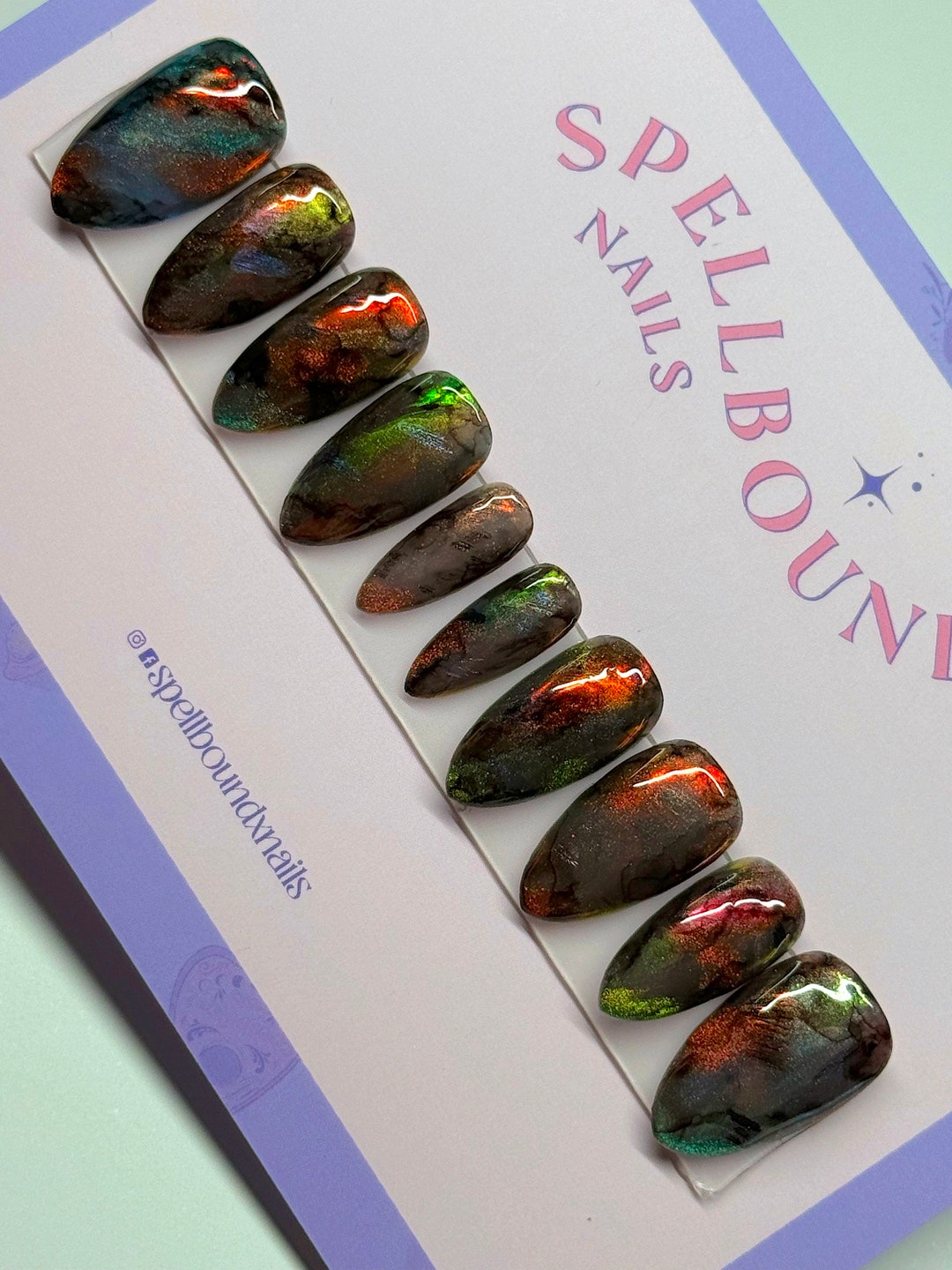 Labradorite Crystal Press on Nails // Crystal Nails // Crystal Healing ...