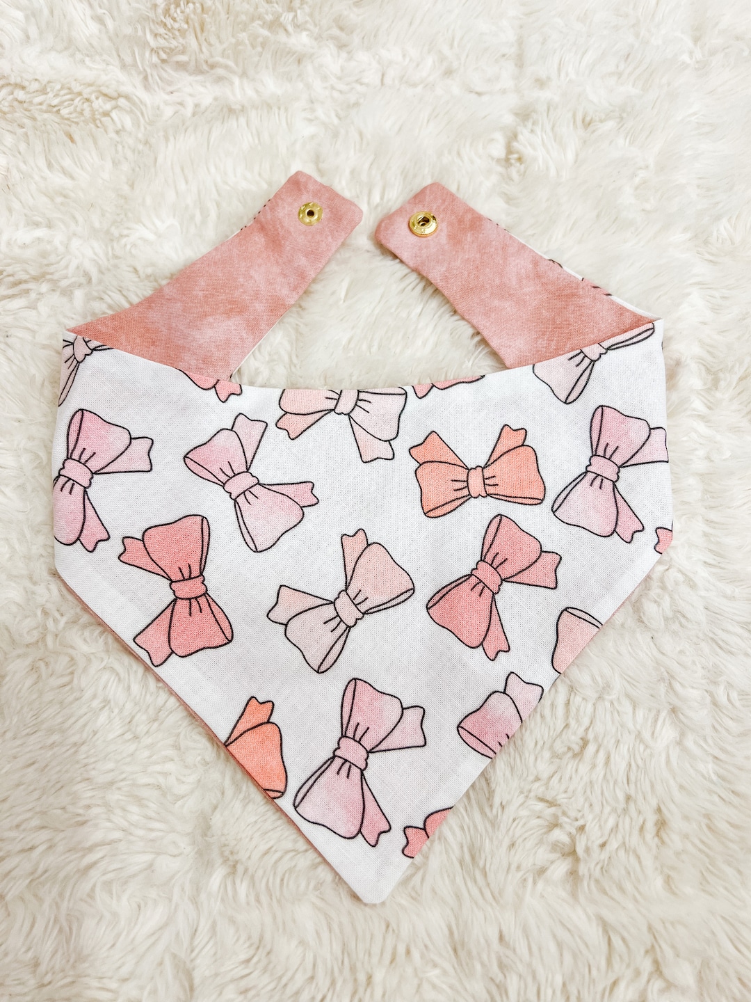 Ribbon and Bow, Curved Neck Snap on Dog Bandana, Spring Reversible Pet ...