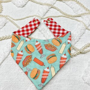 Fast Food Dog Bandana, Diner Reversible Curved Neck Snap On, Summer Pet ...