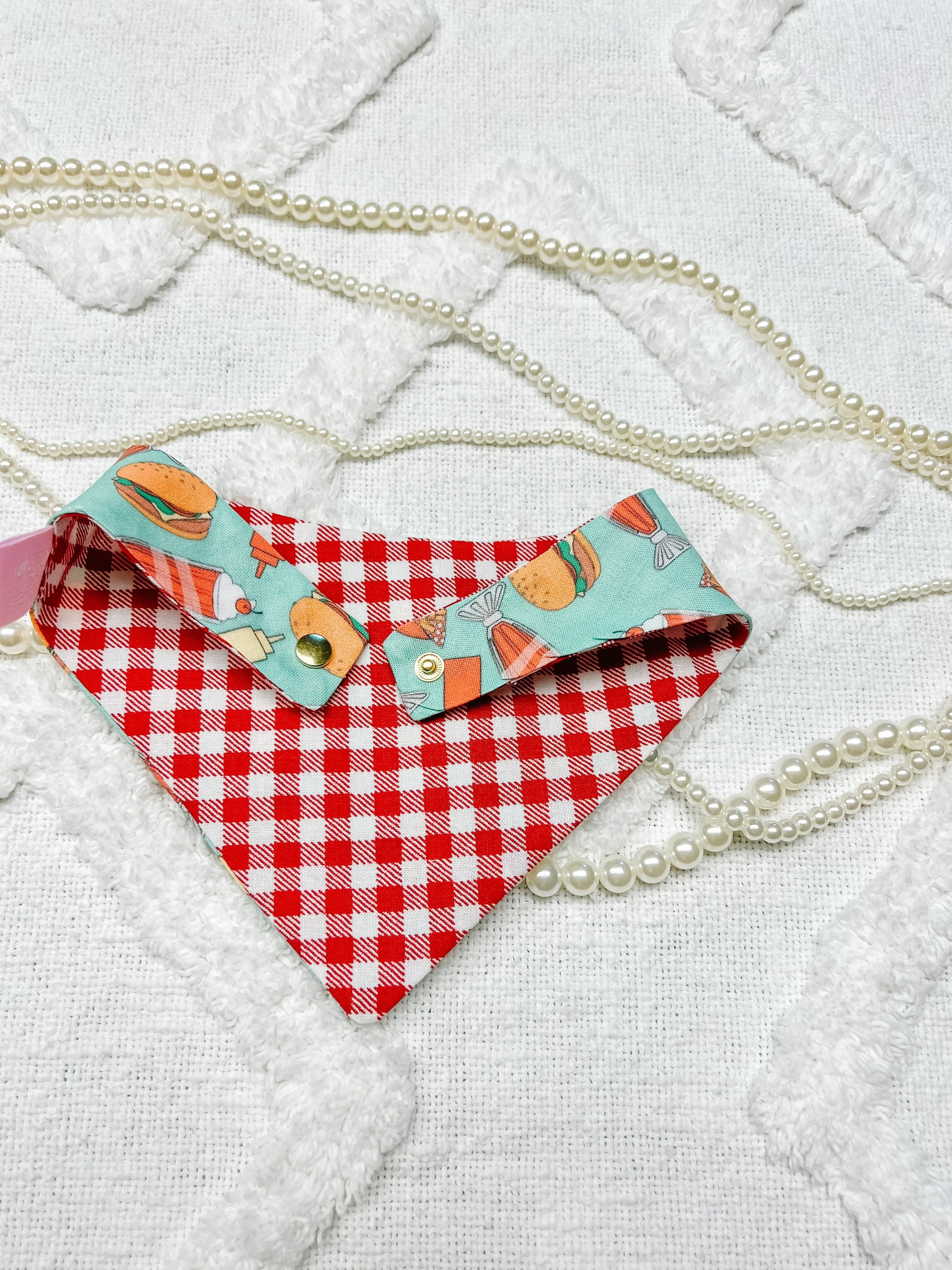 Fast Food Dog Bandana, Diner Reversible Curved Neck Snap On, Summer Pet ...