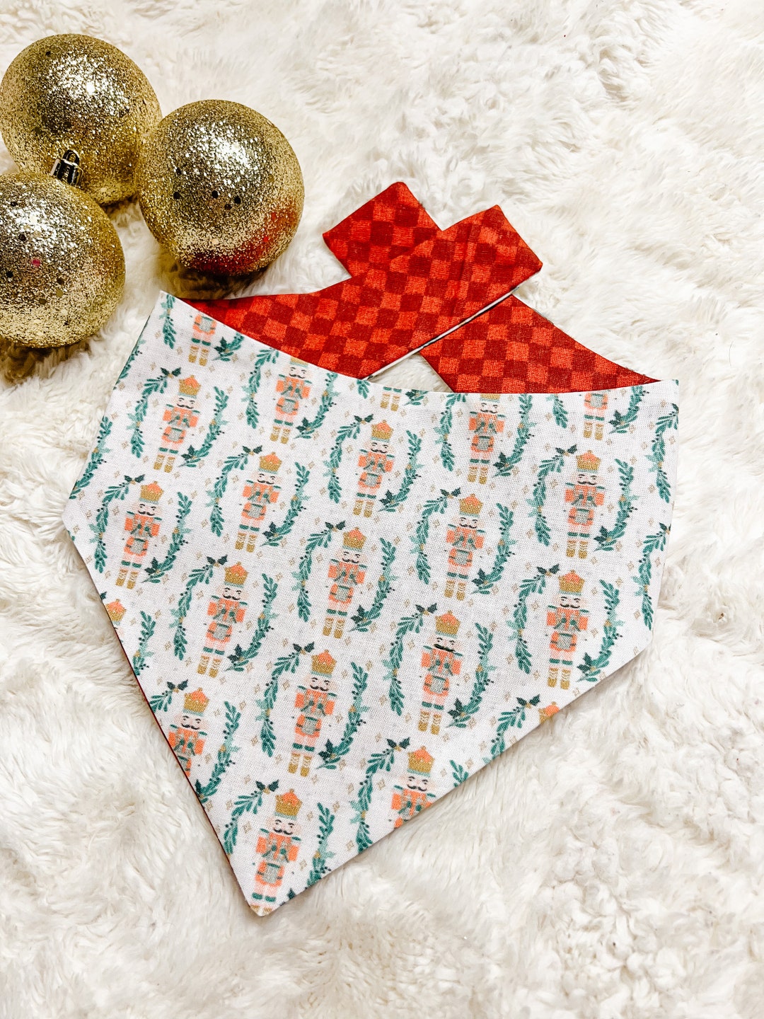 Nutcracker, Curved Neck Snap on Dog Bandana, Reversible Winter Pet ...