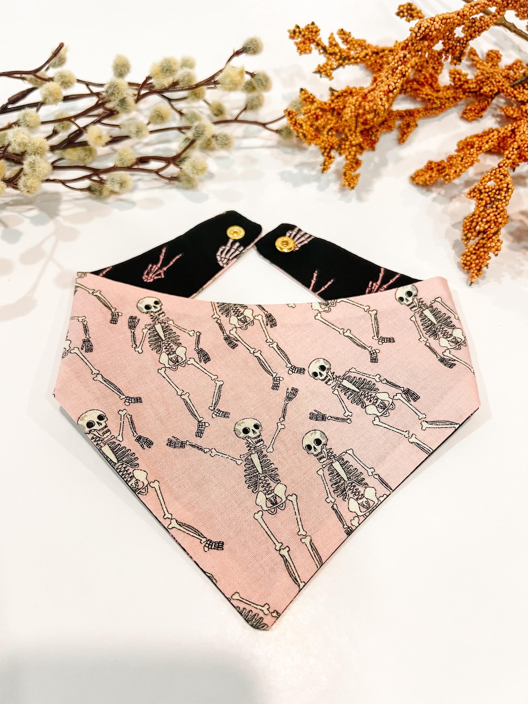 Skeleton Bones Snap on Dog Bandana, Spooky Pet Collar Scarf - Etsy