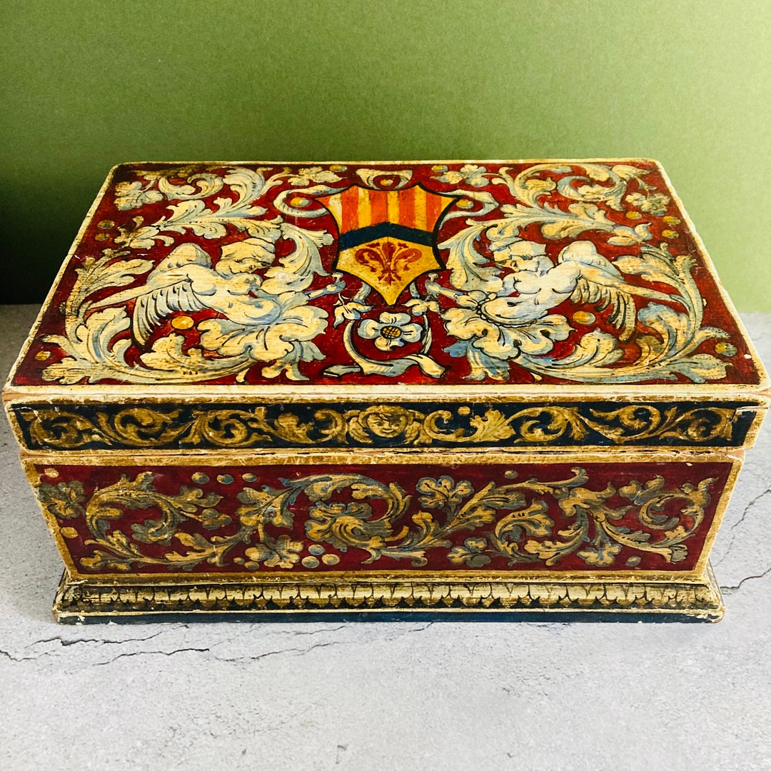 Antique Decorated Hand Painted Casket Box - Etsy