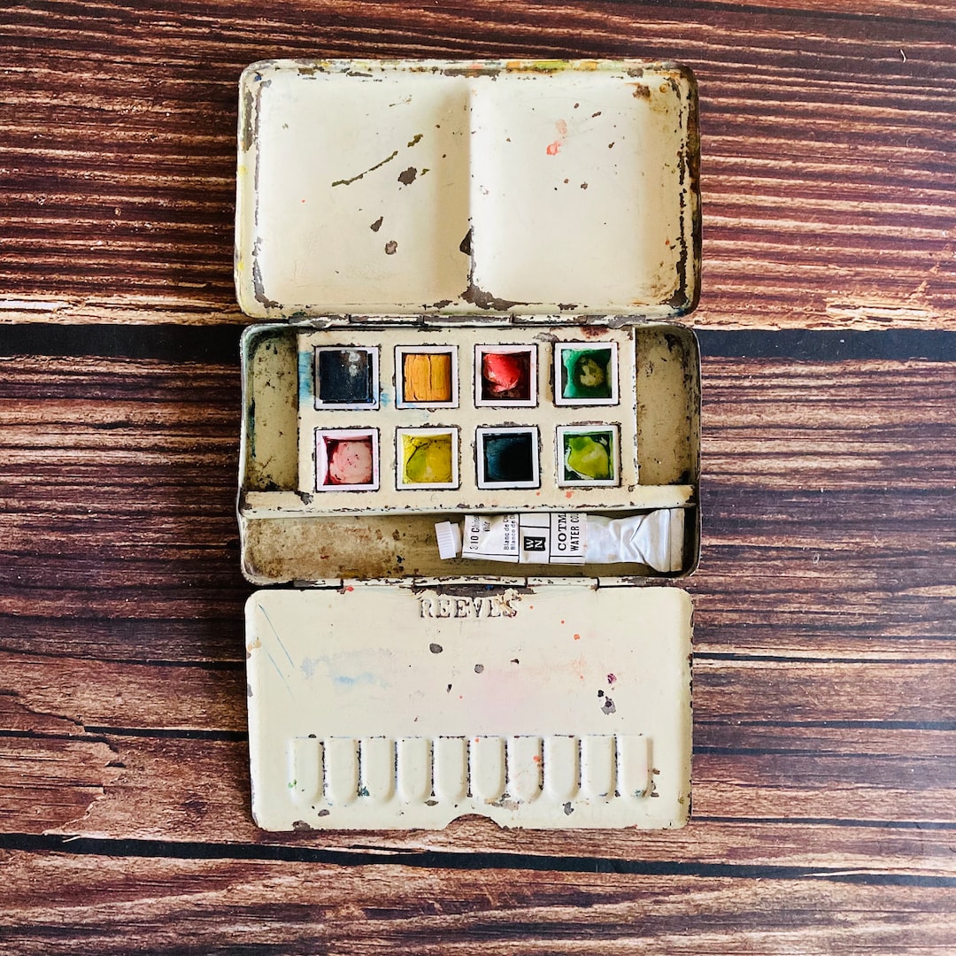 Vintage Watercolour Paint Tin Box Travel Paints - Etsy