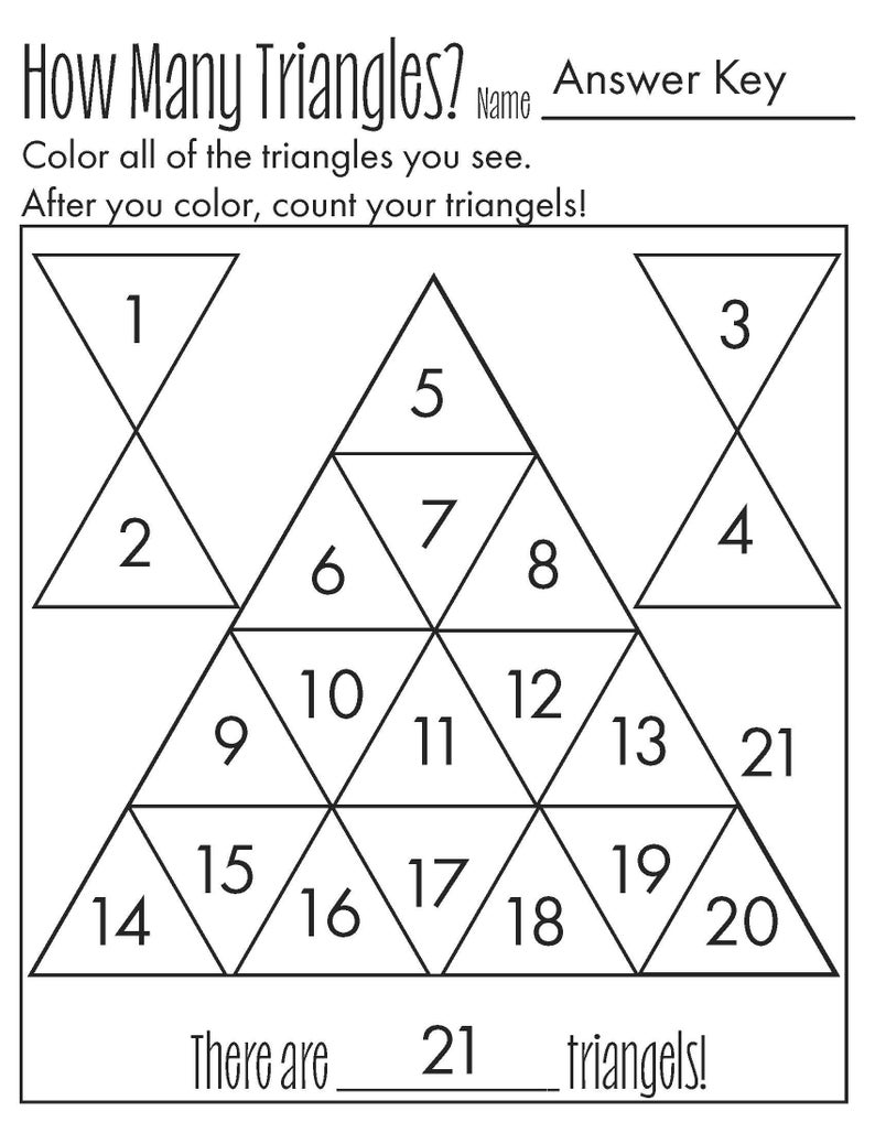 How Many Triangles? Worksheet - Etsy