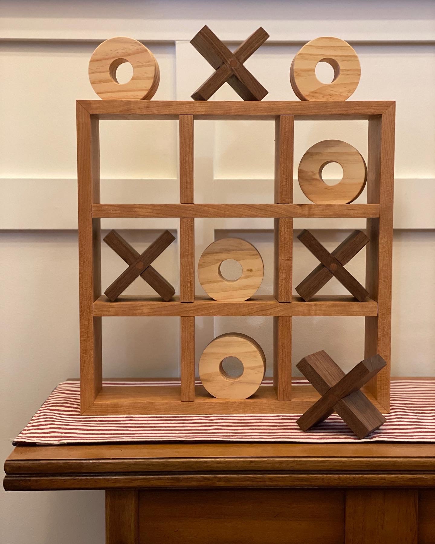 Hand-crafted Tic-tac-toe Shelf - 18"x18"x4" - Cherry Wood, Walnut, and ...
