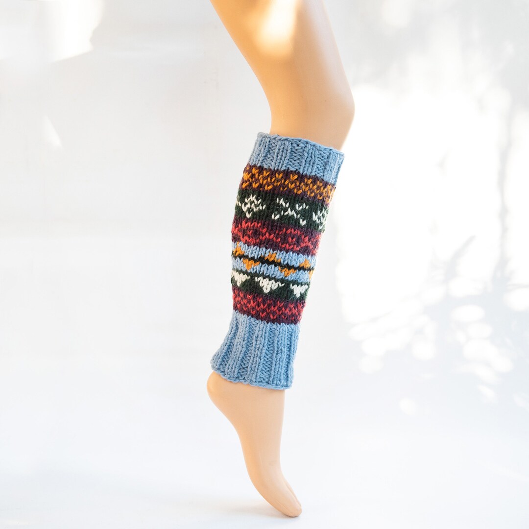 Light Blue Colorful Leg Warmers Made of Sheep's Wool Lined With Fleece ...