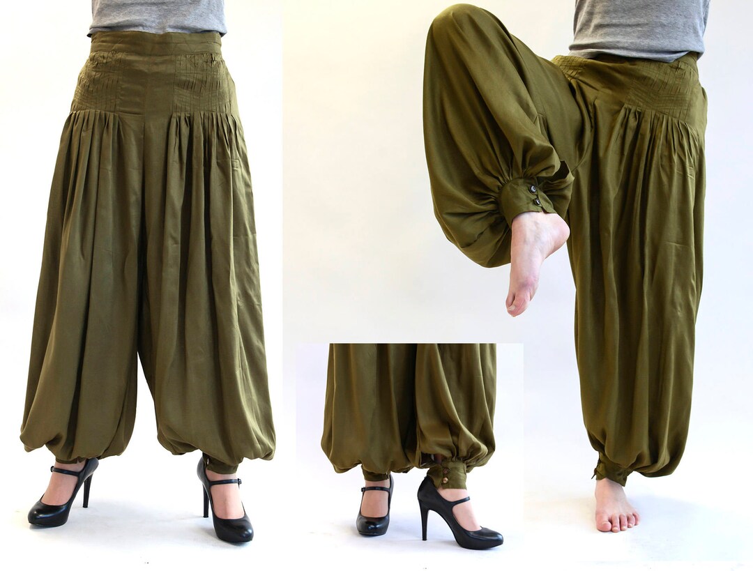 Sarouel Jessica, bloomer olive - Etsy France