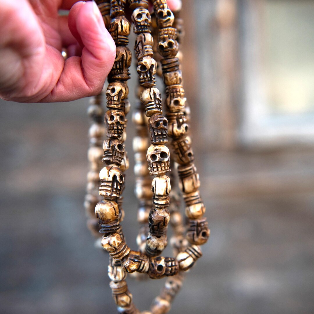 Kali Mala, a Skull Necklace Made From Buffalo Bone Carved in the Shape ...